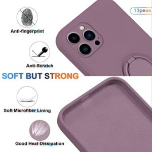 13peas Case for iPhone 14 Pro Max（2022 Released）, Silicone case with Ring 360°rotatable Kickstand Cover Support Magnetic Car Mount，Protective Cover with Strap Lanyard (Purple)