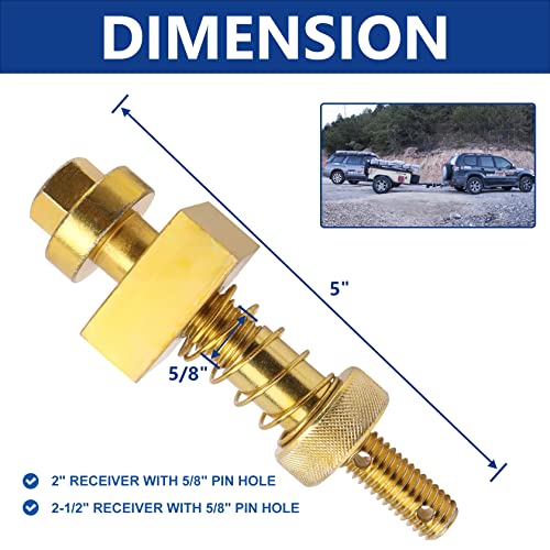 METOWARE Trailer Hitch Pin, 5/8" Dia Anti Rattle Hitch Pin Fits 2" and 2-1/2" Receiver Tubes, Hitch Pin with Extra Safety Clip for Any Hollow Shank Cargo Carrier, Bike Rack, Hitch Step (1 Pack)