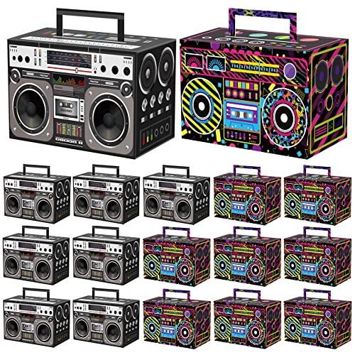 80s Party Favor Treat Boxes 24 PCS Novelty Boom Box Gift Boxes Retro Radio Mixed Color Candy Goodies Box for Retro 1980s Theme Hip Hop Music Party Supplies