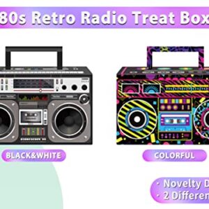 80s Party Favor Treat Boxes 24 PCS Novelty Boom Box Gift Boxes Retro Radio Mixed Color Candy Goodies Box for Retro 1980s Theme Hip Hop Music Party Supplies