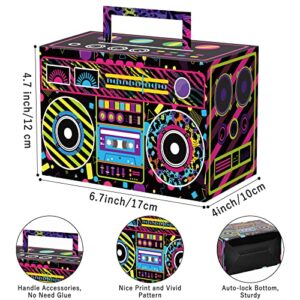 80s Party Favor Treat Boxes 24 PCS Novelty Boom Box Gift Boxes Retro Radio Mixed Color Candy Goodies Box for Retro 1980s Theme Hip Hop Music Party Supplies