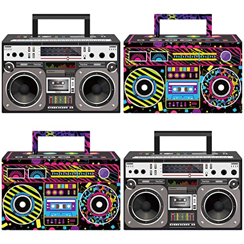 80s Party Favor Treat Boxes 24 PCS Novelty Boom Box Gift Boxes Retro Radio Mixed Color Candy Goodies Box for Retro 1980s Theme Hip Hop Music Party Supplies