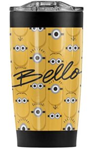 logovision minions official bello icons pattern stainless steel 20 oz travel tumbler, vacuum insulated & double wall with leakproof sliding lid