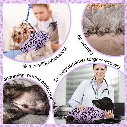 FUAMEY Dog Recovery Suit,Pet Body Suits After Surgery,Lepard Printed Spay Suit for Female Dog,Male Dogs Surgical Neuter Suit,Dog Onesie Alternative to Cone E-Collar,Pet Abdominal Anti Licking Shirt