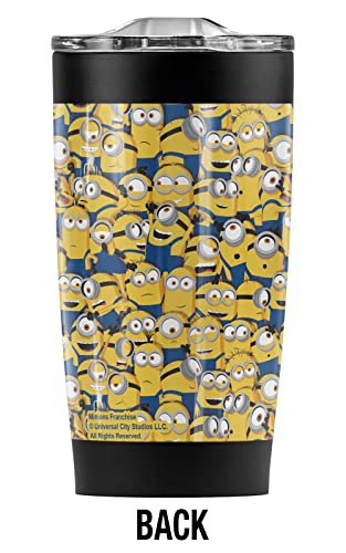 Logovision Minions OFFICIAL Group Pattern Stainless Steel 20 oz Travel Tumbler, Vacuum Insulated & Double Wall with Leakproof Sliding Lid