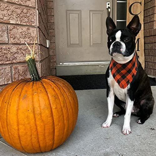 Fall Dog Bandana Autumn Thanksgiving Plaid Reversible Triangle Bibs Scarf Accessories for Dogs Pet