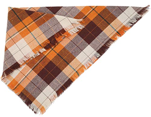 Fall Dog Bandana Autumn Thanksgiving Plaid Reversible Triangle Bibs Scarf Accessories for Dogs Pet