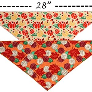 2 Pack Fall Dog Bandanas Thanksgiving Bandanas for Cat Triangle Medium Large Dog Scarf Pets Bibs