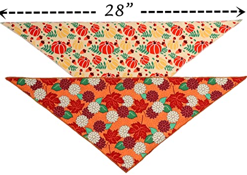 2 Pack Fall Dog Bandanas Thanksgiving Bandanas for Cat Triangle Medium Large Dog Scarf Pets Bibs