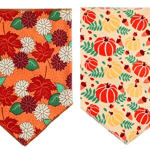 2 Pack Fall Dog Bandanas Thanksgiving Bandanas for Cat Triangle Medium Large Dog Scarf Pets Bibs