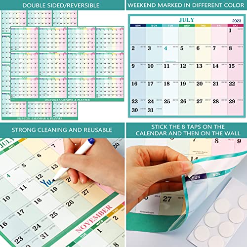 2023-2024 Yearly Wall Calendar - Yearly Wall Calendar 2023-2024, 2023-2024 Dry Erase Calendar with Julian Date, Jul. 2023 - Jun. 2024, Thick Paper, Vertical/Horizontal, Reversible, 34.8" x 22.9