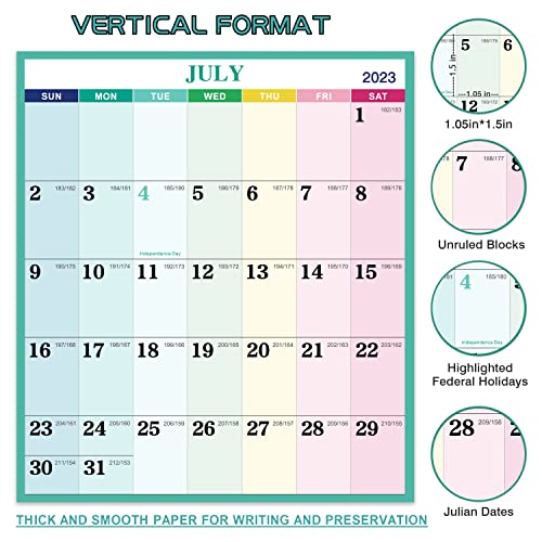 2023-2024 Yearly Wall Calendar - Yearly Wall Calendar 2023-2024, 2023-2024 Dry Erase Calendar with Julian Date, Jul. 2023 - Jun. 2024, Thick Paper, Vertical/Horizontal, Reversible, 34.8" x 22.9