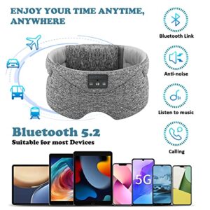 Sleep Mask with Bluetooth Headphones 24 White Noise, Ice-Feeling Bluetooth Sleep Mask Ultra-Thin Speaker Sleep Headphone Mask for Side Sleepers Blackout Eye Mask for Airplane, Nap, Travel（Gray）