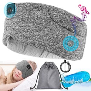 sleep mask with bluetooth headphones 24 white noise, ice-feeling bluetooth sleep mask ultra-thin speaker sleep headphone mask for side sleepers blackout eye mask for airplane, nap, travel（gray）