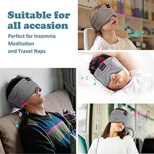 Sleep Mask with Bluetooth Headphones 24 White Noise, Ice-Feeling Bluetooth Sleep Mask Ultra-Thin Speaker Sleep Headphone Mask for Side Sleepers Blackout Eye Mask for Airplane, Nap, Travel（Gray）