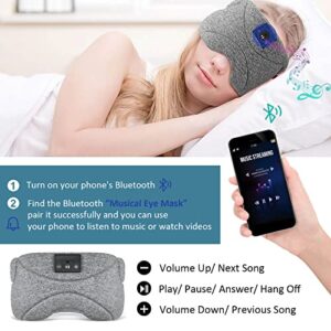 Sleep Mask with Bluetooth Headphones 24 White Noise, Ice-Feeling Bluetooth Sleep Mask Ultra-Thin Speaker Sleep Headphone Mask for Side Sleepers Blackout Eye Mask for Airplane, Nap, Travel（Gray）