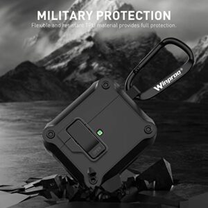 Winproo Armor Airpods 3rd Generation Case Cover with Lock Clip, Military Hard Shell Full-Body Shockproof Protective Case Skin with Keychain for Airpods 3rd Gen [Black]