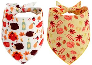 2 pack fall thanksgiving dog bandanas bibs triangle puppy scarf bibs dog kerchief set dog bandana for dogs cat pet