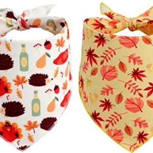 2 Pack Fall Thanksgiving Dog Bandanas Bibs Triangle Puppy Scarf Bibs Dog Kerchief Set Dog Bandana for Dogs Cat Pet