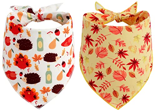 2 Pack Fall Thanksgiving Dog Bandanas Bibs Triangle Puppy Scarf Bibs Dog Kerchief Set Dog Bandana for Dogs Cat Pet