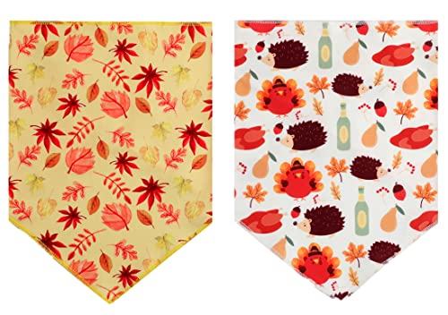 2 Pack Fall Thanksgiving Dog Bandanas Bibs Triangle Puppy Scarf Bibs Dog Kerchief Set Dog Bandana for Dogs Cat Pet