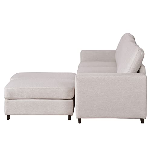 P PURLOVE Modern Large Sectional Sofa, U Shape Upholstered Couch, Sofa sectionals for Living Room with Removable Ottomans, for Living Room Apartment, Beige