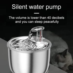 Mcacetine Cat Water Fountain Stainless Steel, Quiet Automatic Dog Water Dispenser, 2L/67oz, Adjustable Water Flow, Dog Dispenser Water Bowl, Multiple Pets Water Fountain