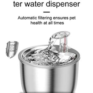 Mcacetine Cat Water Fountain Stainless Steel, Quiet Automatic Dog Water Dispenser, 2L/67oz, Adjustable Water Flow, Dog Dispenser Water Bowl, Multiple Pets Water Fountain