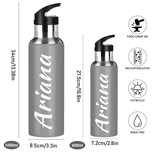 RunningBear Custom Brown American Football Water Bottle with Straw Lid Personalized 20oz Insulated Sports Water Bottle Customized Leakproof Water Jug for Working Outdoor