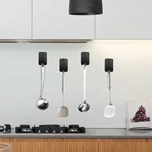 BATHHOLD Adhesive Towel Hooks Wall Hooks for Hanging Heavy Duty Stick on Bathroom, Home, Office, Kitchen - Matte Black Space Aluminum - 8PC