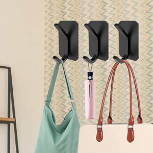 BATHHOLD Adhesive Towel Hooks Wall Hooks for Hanging Heavy Duty Stick on Bathroom, Home, Office, Kitchen - Matte Black Space Aluminum - 8PC