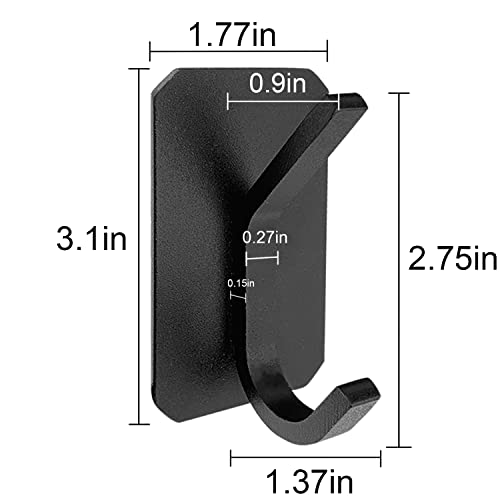 BATHHOLD Adhesive Towel Hooks Wall Hooks for Hanging Heavy Duty Stick on Bathroom, Home, Office, Kitchen - Matte Black Space Aluminum - 8PC