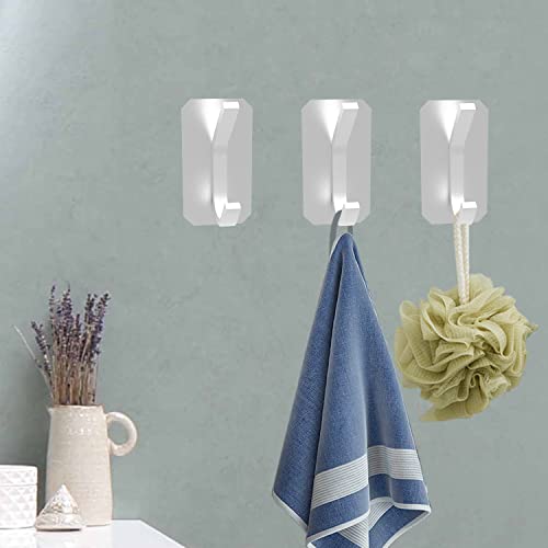 BATHHOLD Adhesive Towel Hooks Wall Hooks Wall Mount for Hanging Heavy Duty for Coat, Robe, Hat and Key Stick on Bathroom, Home, Office, Kitchen, Door - Sliver Space Aluminum -8 Packs