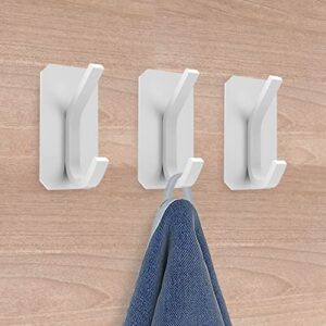 BATHHOLD Adhesive Towel Hooks Wall Hooks Wall Mount for Hanging Heavy Duty for Coat, Robe, Hat and Key Stick on Bathroom, Home, Office, Kitchen, Door - Sliver Space Aluminum -8 Packs