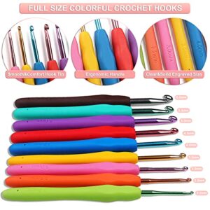 Aeelike Crochet Kit for Beginners Adults, Crochet Kits Include Yarn, Ergonomic Crochet Hooks 2.0-6.0 mm, Lace Steel Needles 0.6-1.9 mm and Case, 59pcs Crochet Starter Kit for Beginners Kids