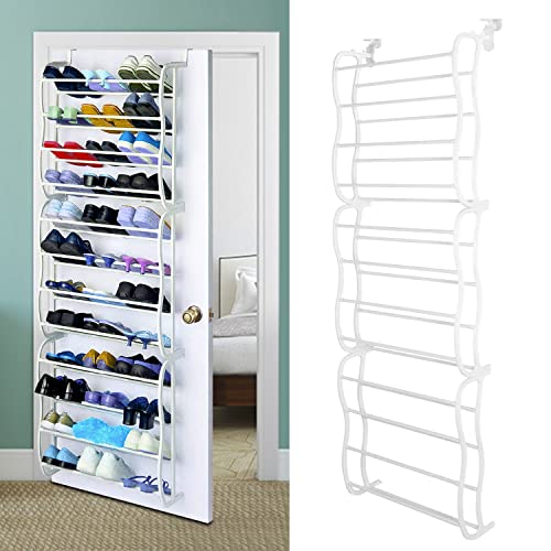 Moclever 36Pair Over-The-Door Shoe Rack, 12 Layers Wall Hanging Closet Shoe Organizer Storage Stand