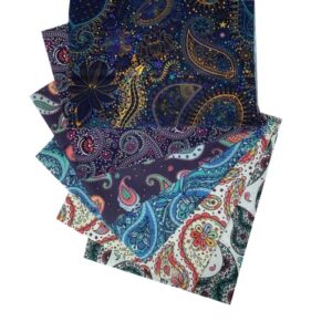 retro paisley fabric fat quarters bundles,vintage bohemian quilting cotton fabric for home decor and sewing diy crafts,18 x 22 inch, 6pcs, szruizfz