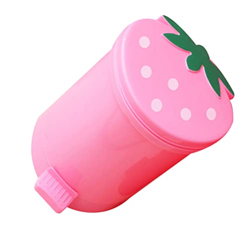 STOBOK Plastic Desktop Mini Wastebasket, Desk Small Countertop Trash Can with Lid Tiny Desktop Waste Garbage Bin for Home, Office, Kitchen Vanity Tabletop, Pink