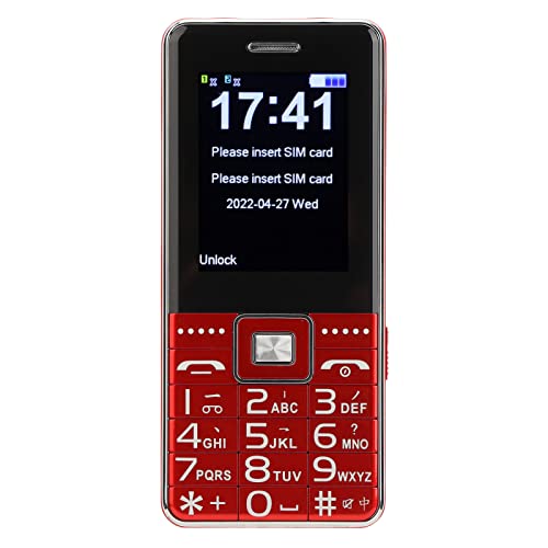 VBESTLIFE Mobile Phone for Seniors, Cell Phone, 2G 6800mah Multifunctional Large Capacity, Dual Card Dual Standby,Big Button, Loud Voice for Older People(Red)