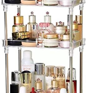 Elebac Bathroom Organizer Countertop Storage 3-Tier Acrylic Vanity Tray, Sink Counter Dresser Makeup Organizer for Cosmetic Skincare Lotion Perfume, Multi-Functional Anti-Slip Organizer for Bathroom