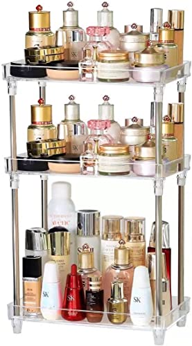 Elebac Bathroom Organizer Countertop Storage 3-Tier Acrylic Vanity Tray, Sink Counter Dresser Makeup Organizer for Cosmetic Skincare Lotion Perfume, Multi-Functional Anti-Slip Organizer for Bathroom