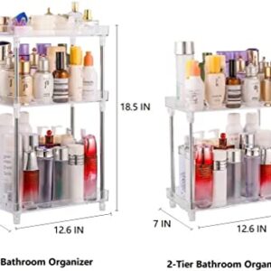 Elebac Bathroom Organizer Countertop Storage 3-Tier Acrylic Vanity Tray, Sink Counter Dresser Makeup Organizer for Cosmetic Skincare Lotion Perfume, Multi-Functional Anti-Slip Organizer for Bathroom