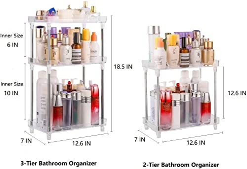 Elebac Bathroom Organizer Countertop Storage 3-Tier Acrylic Vanity Tray, Sink Counter Dresser Makeup Organizer for Cosmetic Skincare Lotion Perfume, Multi-Functional Anti-Slip Organizer for Bathroom