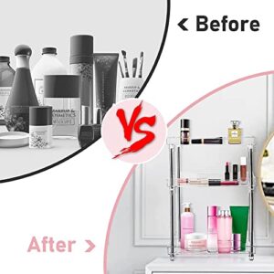 Elebac Bathroom Organizer Countertop Storage 3-Tier Acrylic Vanity Tray, Sink Counter Dresser Makeup Organizer for Cosmetic Skincare Lotion Perfume, Multi-Functional Anti-Slip Organizer for Bathroom