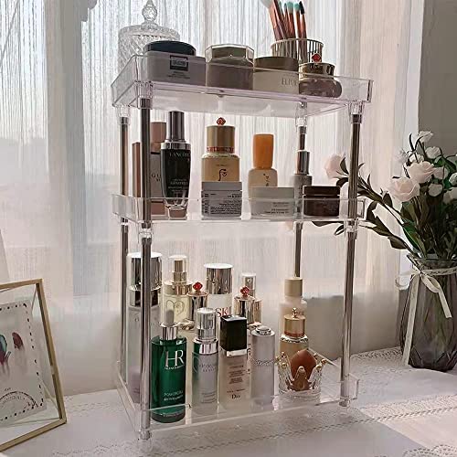 Elebac Bathroom Organizer Countertop Storage 3-Tier Acrylic Vanity Tray, Sink Counter Dresser Makeup Organizer for Cosmetic Skincare Lotion Perfume, Multi-Functional Anti-Slip Organizer for Bathroom