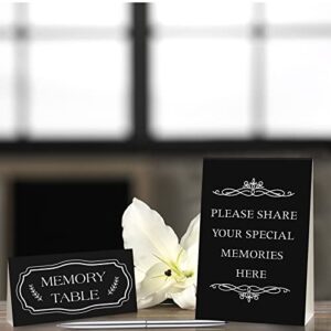 54 Pcs Funeral Memory Party Sets, 50 Celebration of Life Memory Cards, 2 Memory Signs, 1 Memory Box, 1 Silver Signature Pen for Celebration of Life Memorial Services Anniversary Funeral Party Favors