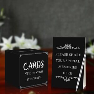 54 Pcs Funeral Memory Party Sets, 50 Celebration of Life Memory Cards, 2 Memory Signs, 1 Memory Box, 1 Silver Signature Pen for Celebration of Life Memorial Services Anniversary Funeral Party Favors