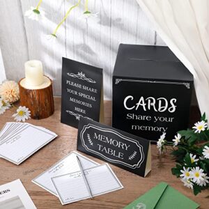 54 Pcs Funeral Memory Party Sets, 50 Celebration of Life Memory Cards, 2 Memory Signs, 1 Memory Box, 1 Silver Signature Pen for Celebration of Life Memorial Services Anniversary Funeral Party Favors