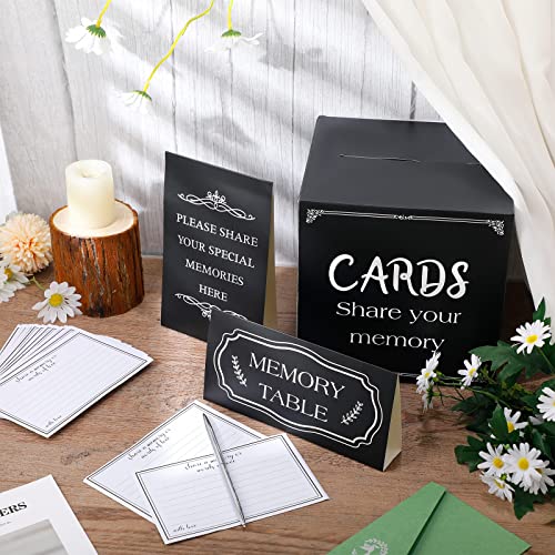 54 Pcs Funeral Memory Party Sets, 50 Celebration of Life Memory Cards, 2 Memory Signs, 1 Memory Box, 1 Silver Signature Pen for Celebration of Life Memorial Services Anniversary Funeral Party Favors