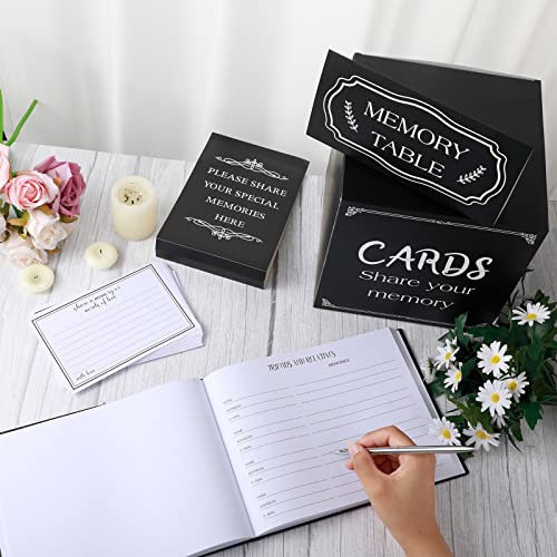 54 Pcs Funeral Memory Party Sets, 50 Celebration of Life Memory Cards, 2 Memory Signs, 1 Memory Box, 1 Silver Signature Pen for Celebration of Life Memorial Services Anniversary Funeral Party Favors